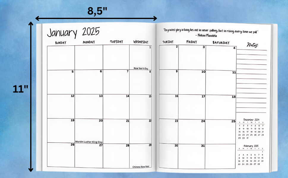 2025-2026 Monthly Planner: January 2025 through December 2026 with ...