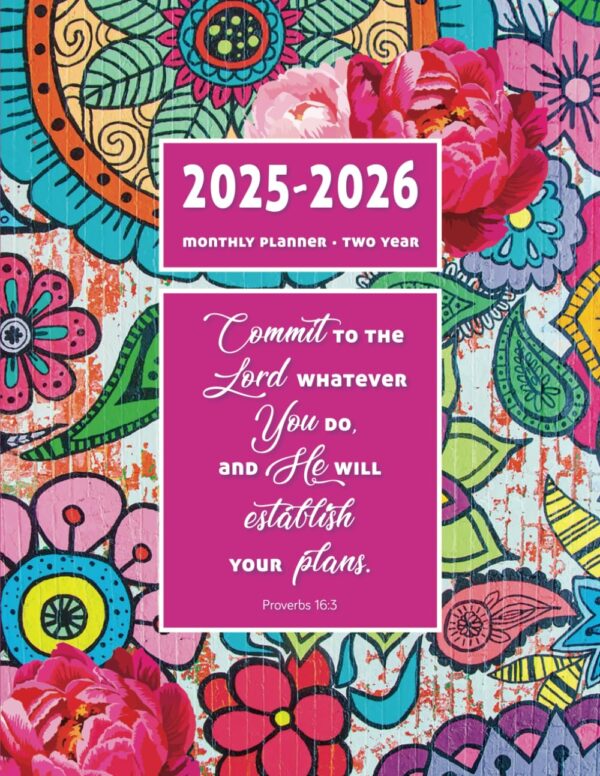 2025-2026 Monthly Planner: Two Year Christian Schedule Organizer ...