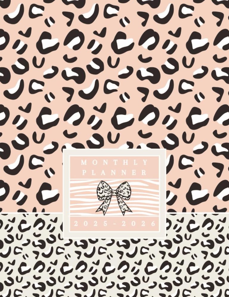 2025-2026 Leopard Print Monthly Planner: Cheetah Pattern 25-26 Calendar ...