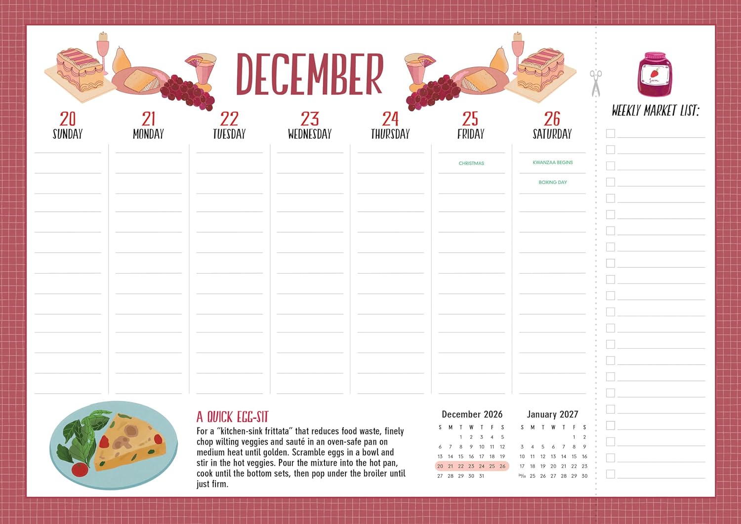 Kitchen Companion Page-A-Week Calendar 2026: It's Magnetic! Perfect for ...
