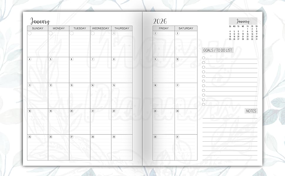 2026-2027 Monthly Planner: Large 2 Years Schedule Organizer & Calendar ...